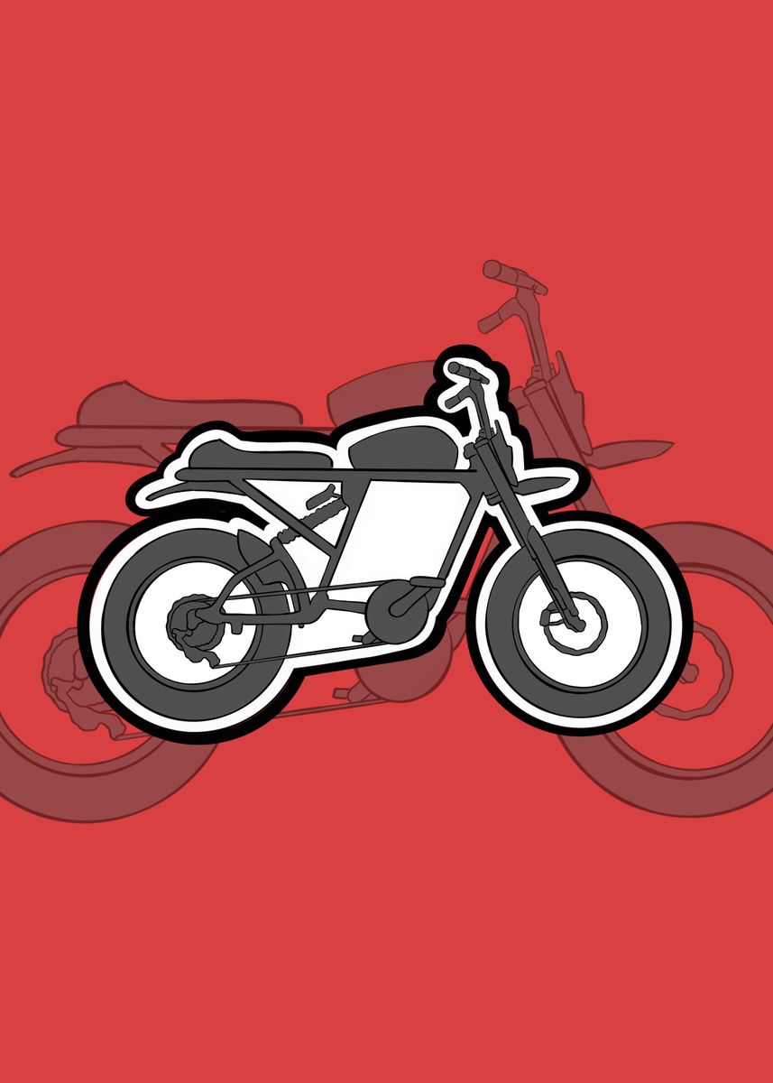 'Cartoon super bike minimal' Poster, picture, metal print, paint by ...
