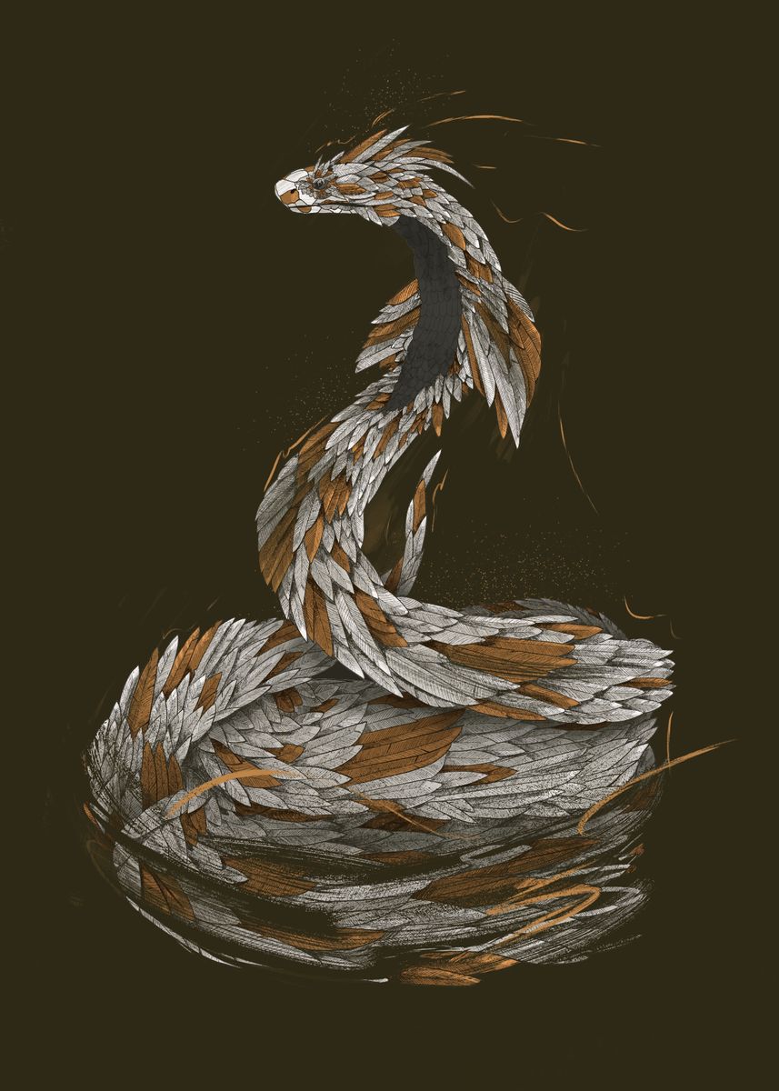 'Feathered Snake' Poster by Tomasz Dąbek | Displate