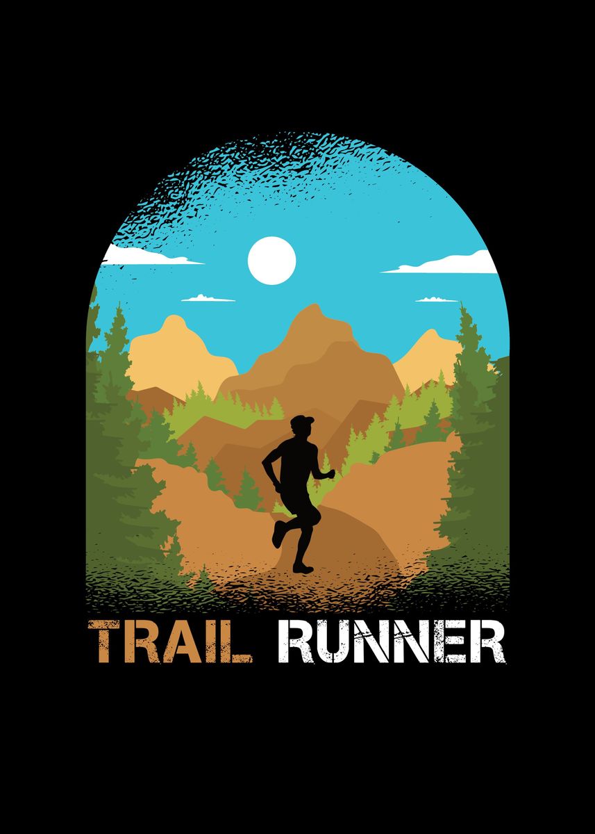 'Train Runner Trail Running' Poster, picture, metal print, paint by ...