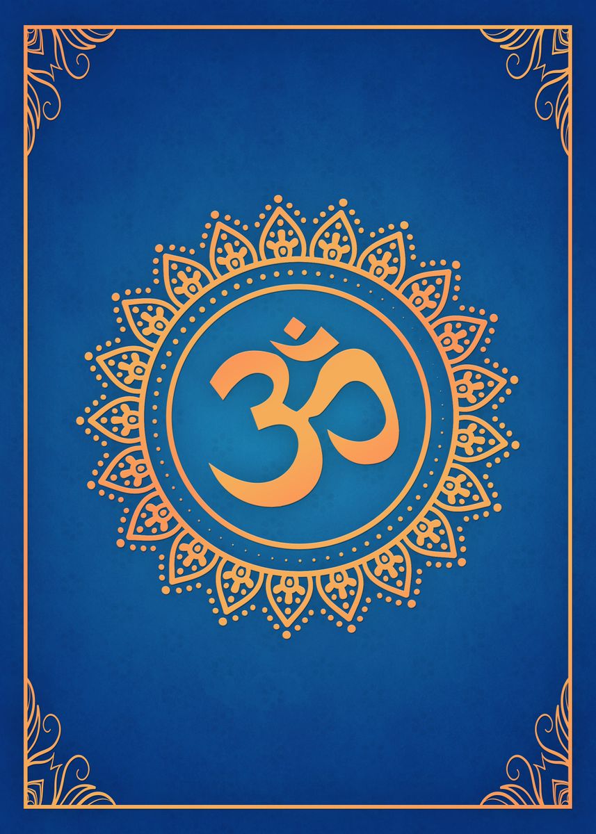'Hindu Ohm Symbol Blue' Poster by 84PixelDesign | Displate