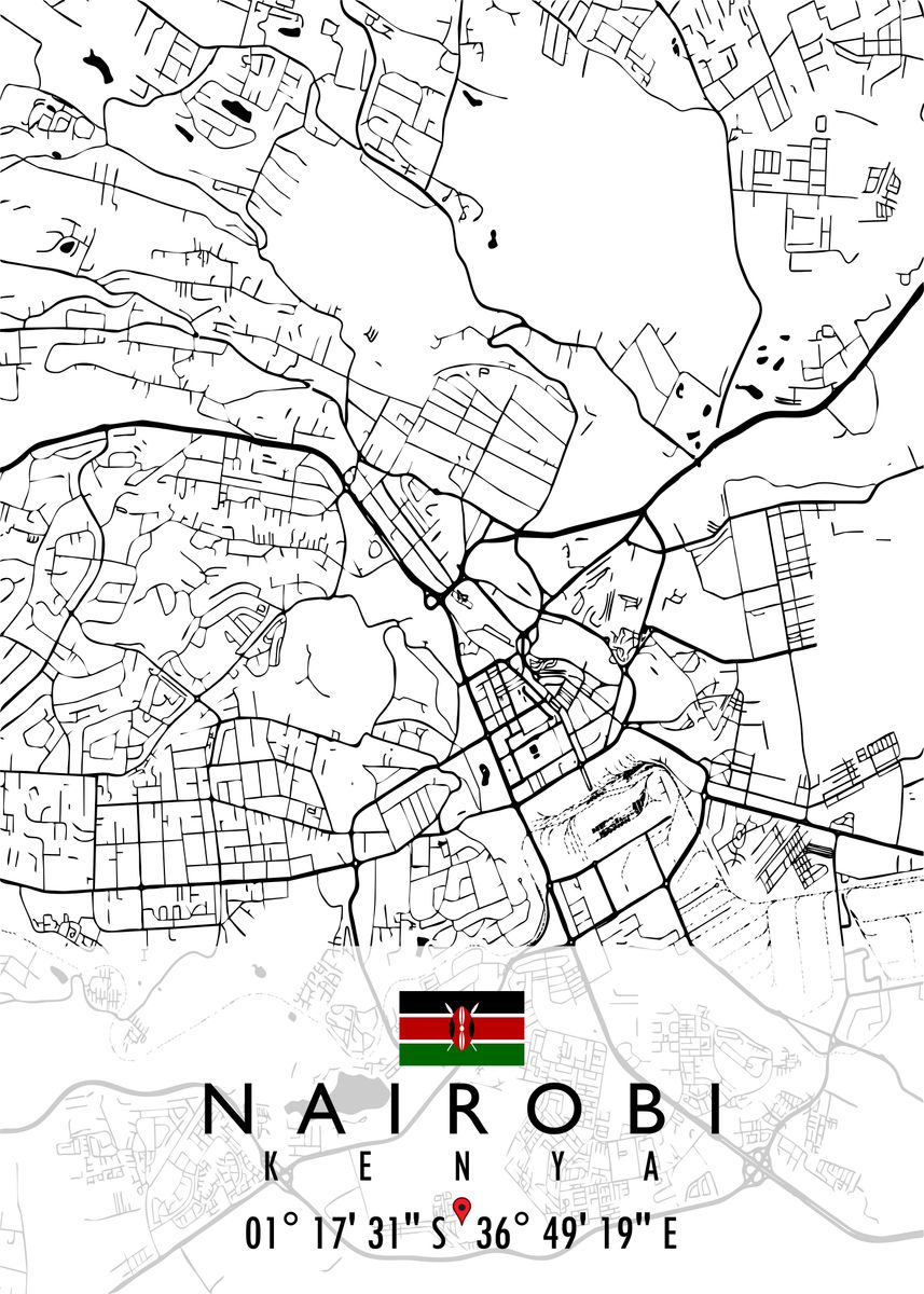 'NAIROBI MAP KENYA' Poster, picture, metal print, paint by Artistic ...