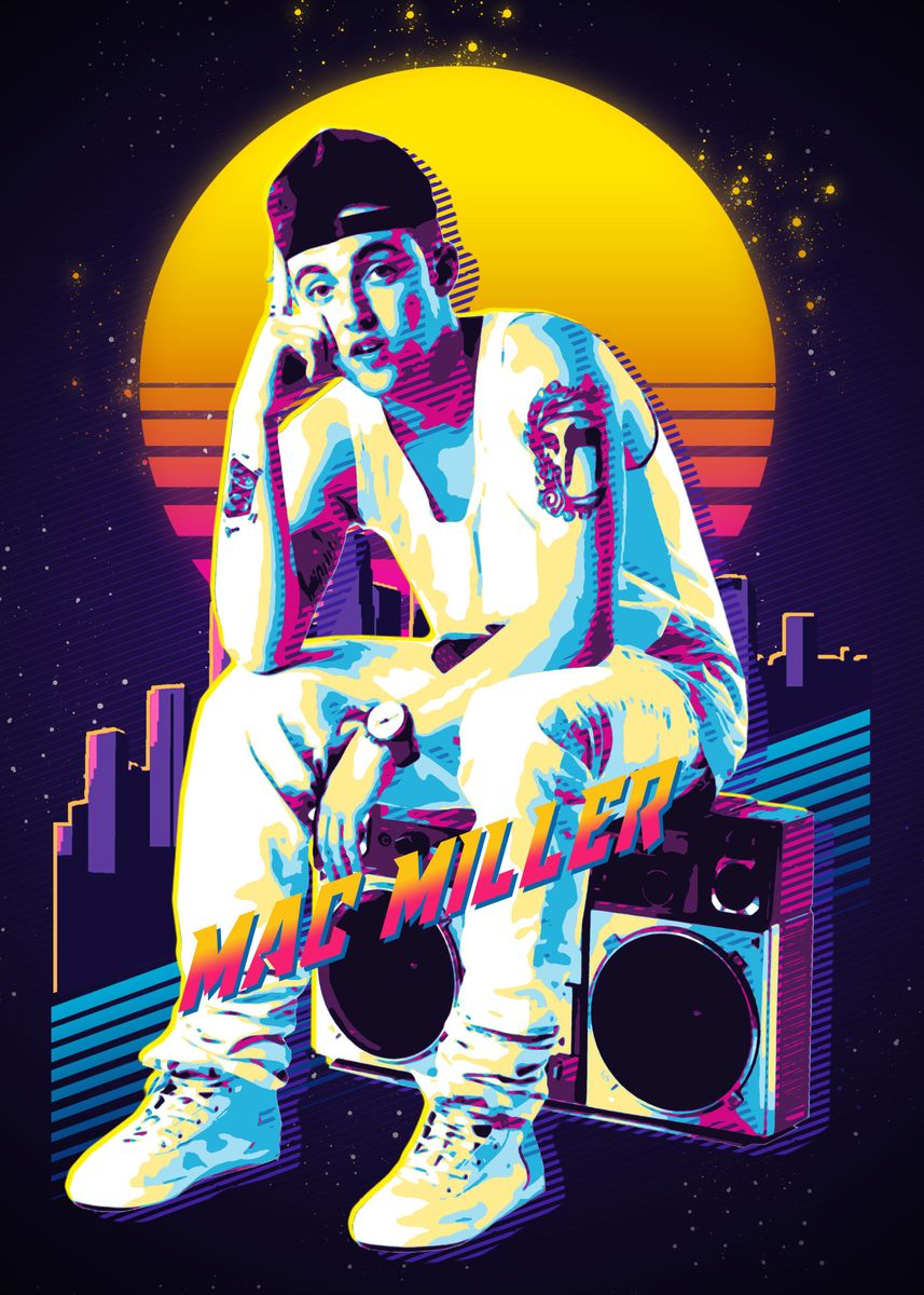 'mac miller Retro 80s' Poster, picture, metal print, paint by Most ...