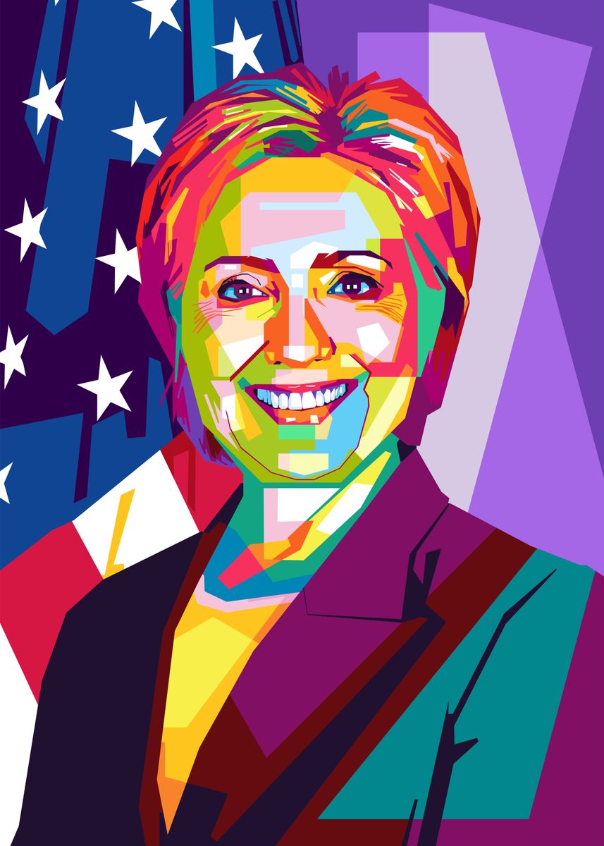 'hillary clinton in wpap' Poster, picture, metal print, paint by ...