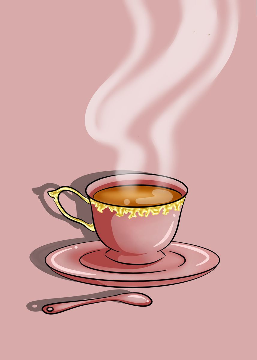 'chai time' Poster, picture, metal print, paint by Rania Amin | Displate