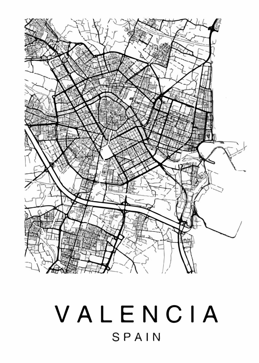'Valencia Spain Map' Poster by King ART | Displate