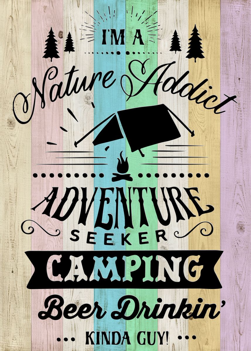 'Camping beer drink' Poster, picture, metal print, paint by Ron Studio ...