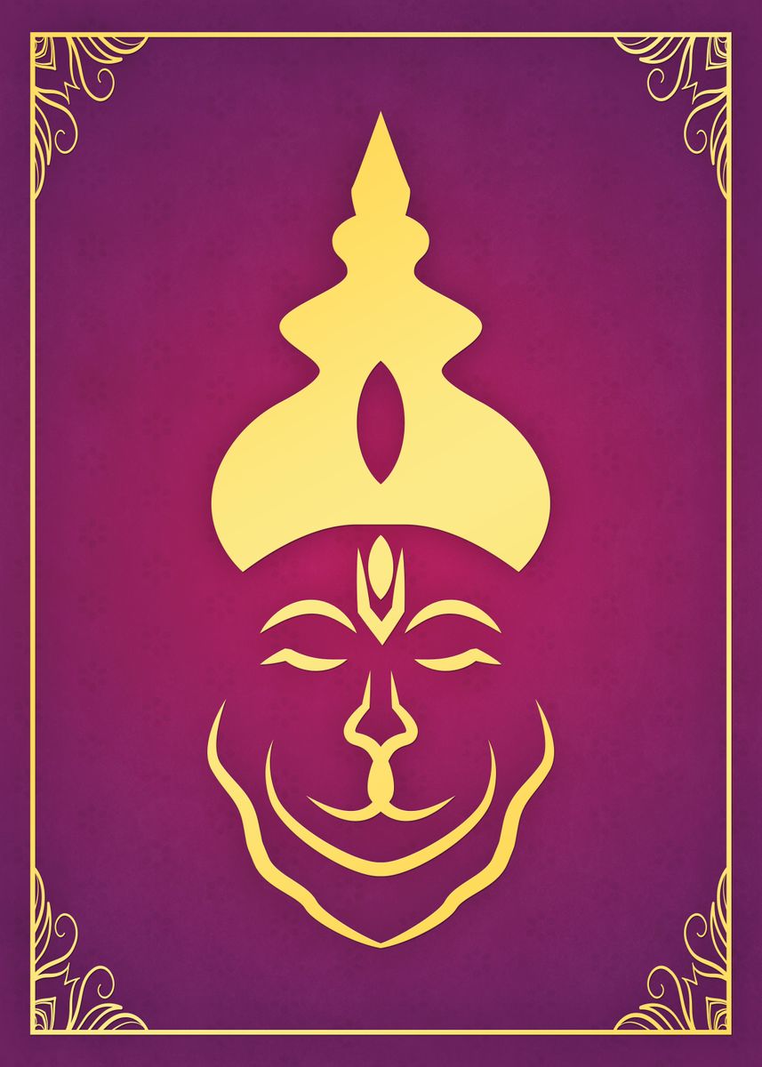 'Lord Hanuman Purple Yellow' Poster by 84PixelDesign | Displate