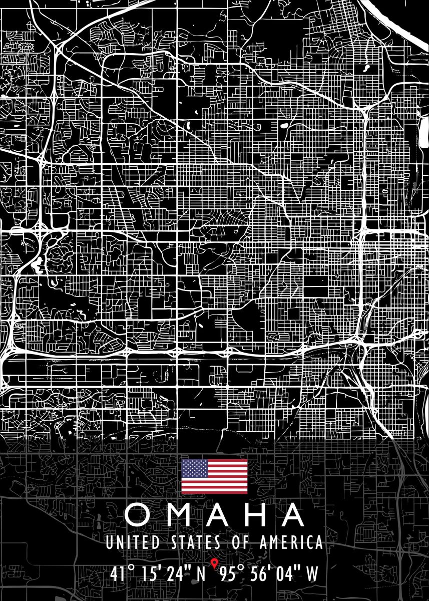 'OMAHA MAP USA' Poster by Artistic Paradigms | Displate