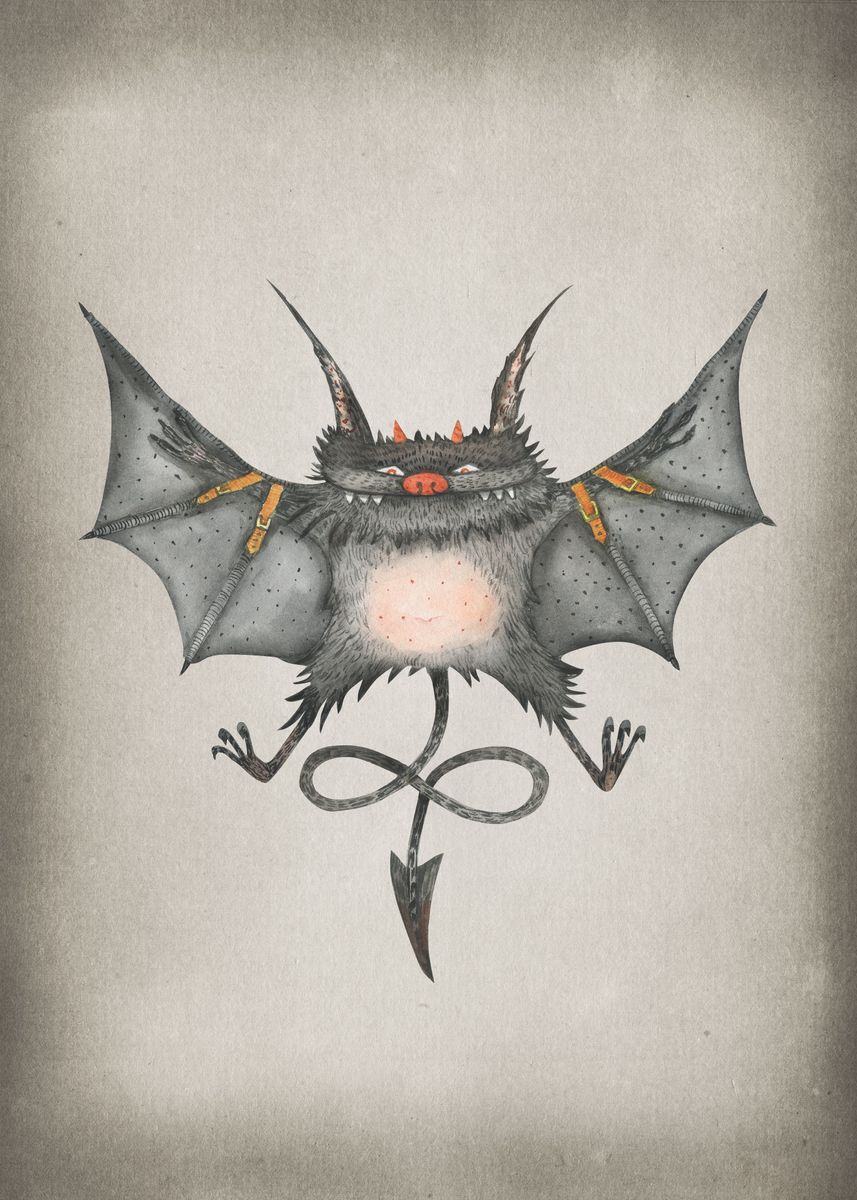 'Little Devil' Poster by Little Black Bird Designs | Displate