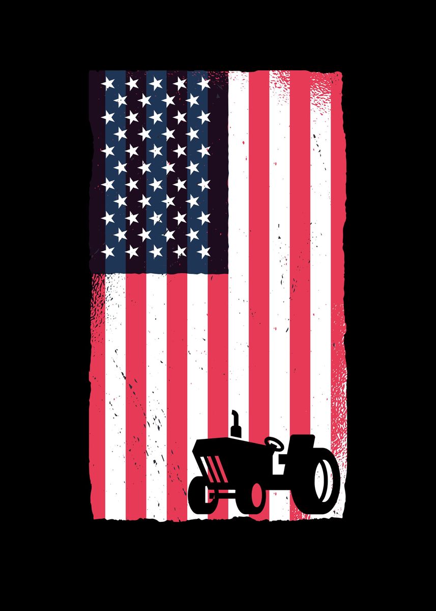'USA Flag Tractor American' Poster, picture, metal print, paint by to42 ...