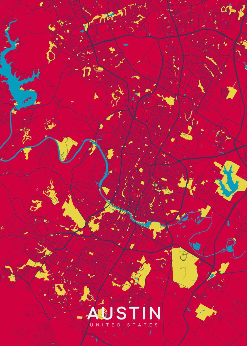 'Austin' Poster, picture, metal print, paint by mapsies | Displate