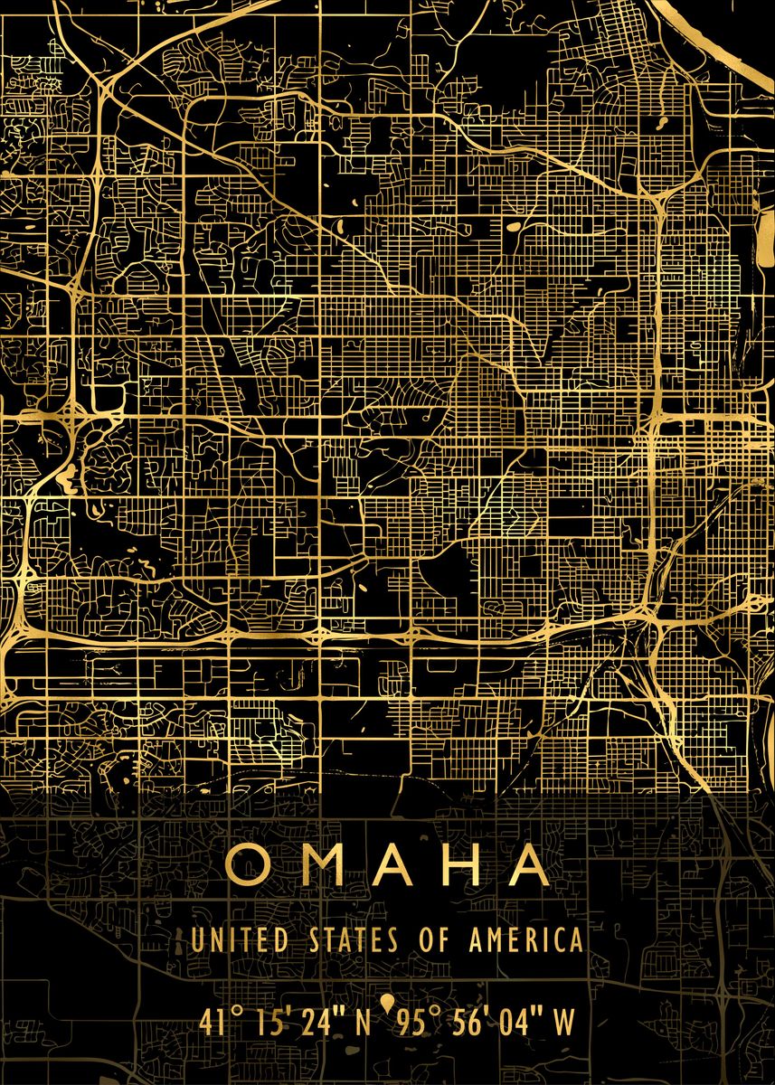 'OMAHA MAP USA' Poster, picture, metal print, paint by Artistic ...