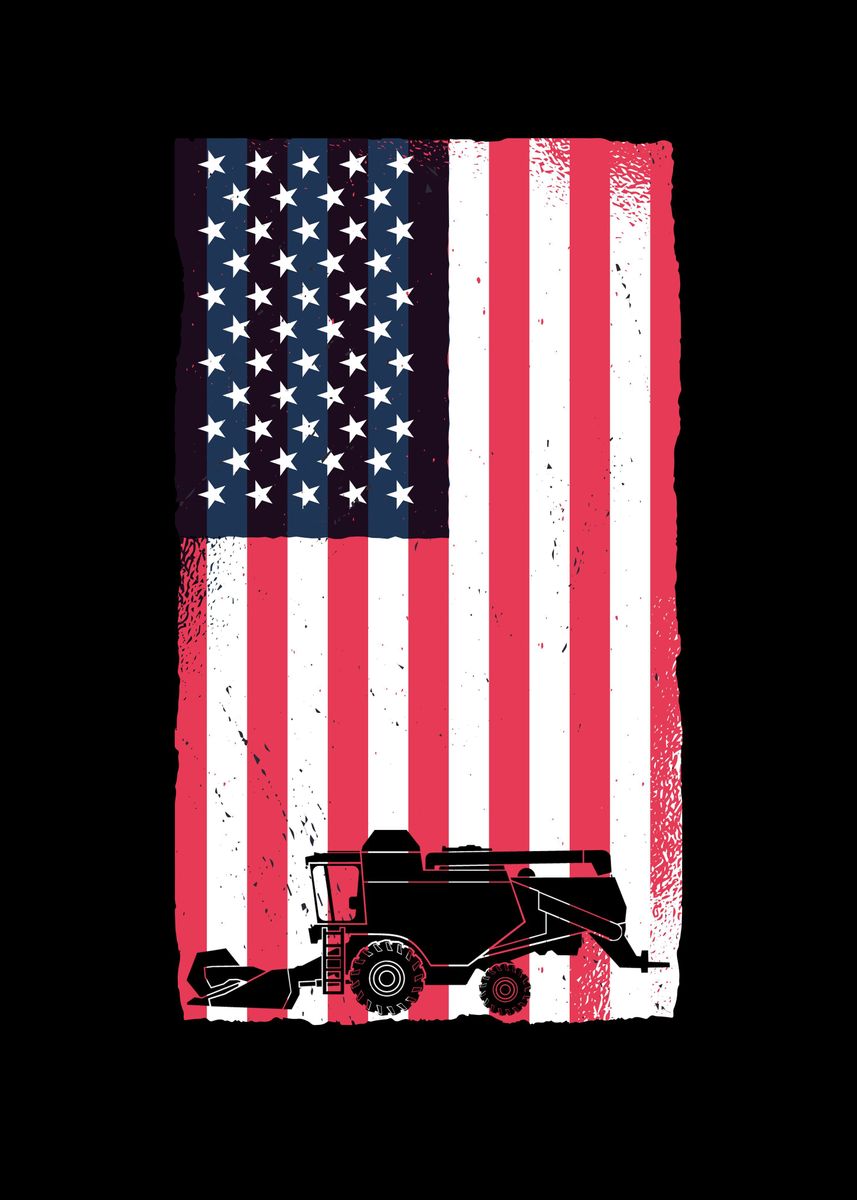 'USA Flag Combine Harvester' Poster by to42 | Displate