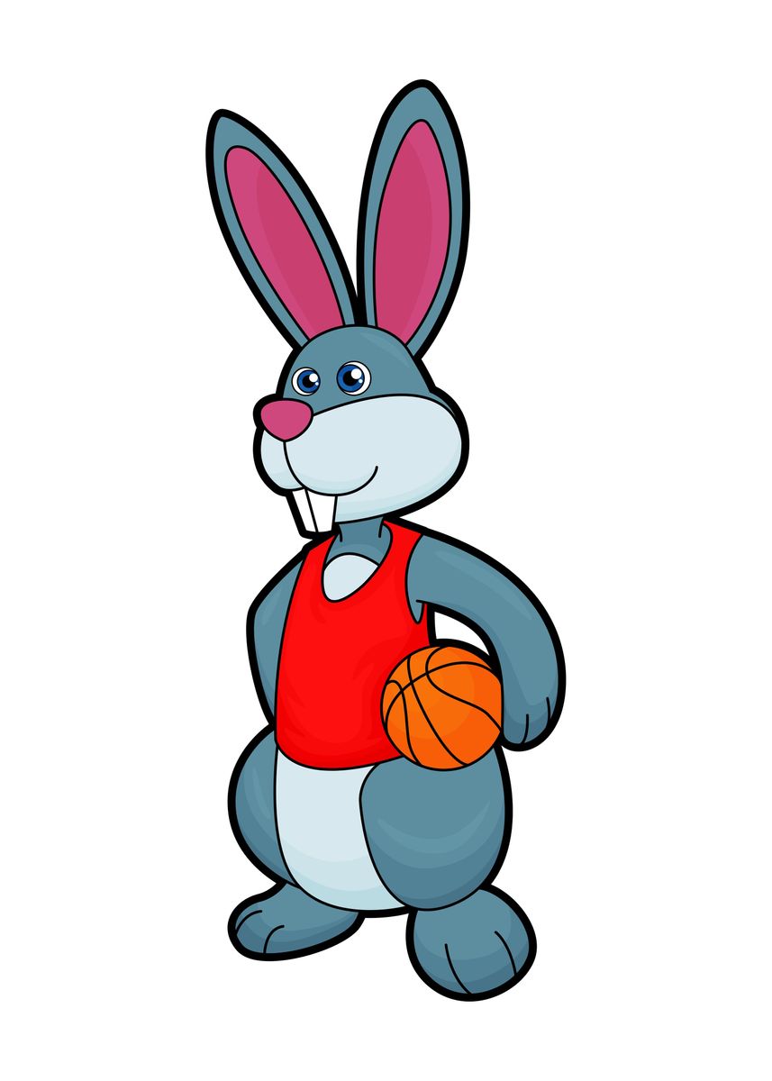 'Rabbit Basketball Sports' Poster, picture, metal print, paint by ...