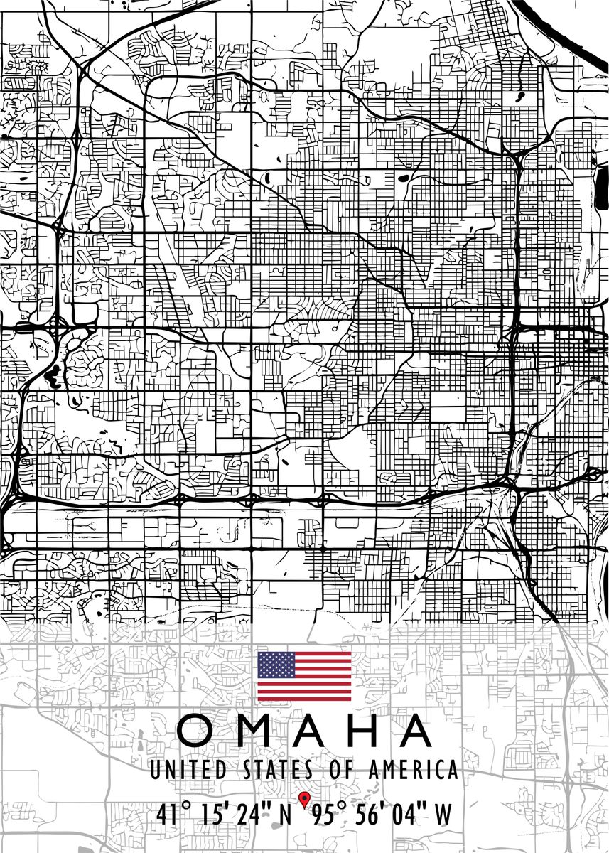 'OMAHA MAP USA' Poster by Artistic Paradigms | Displate