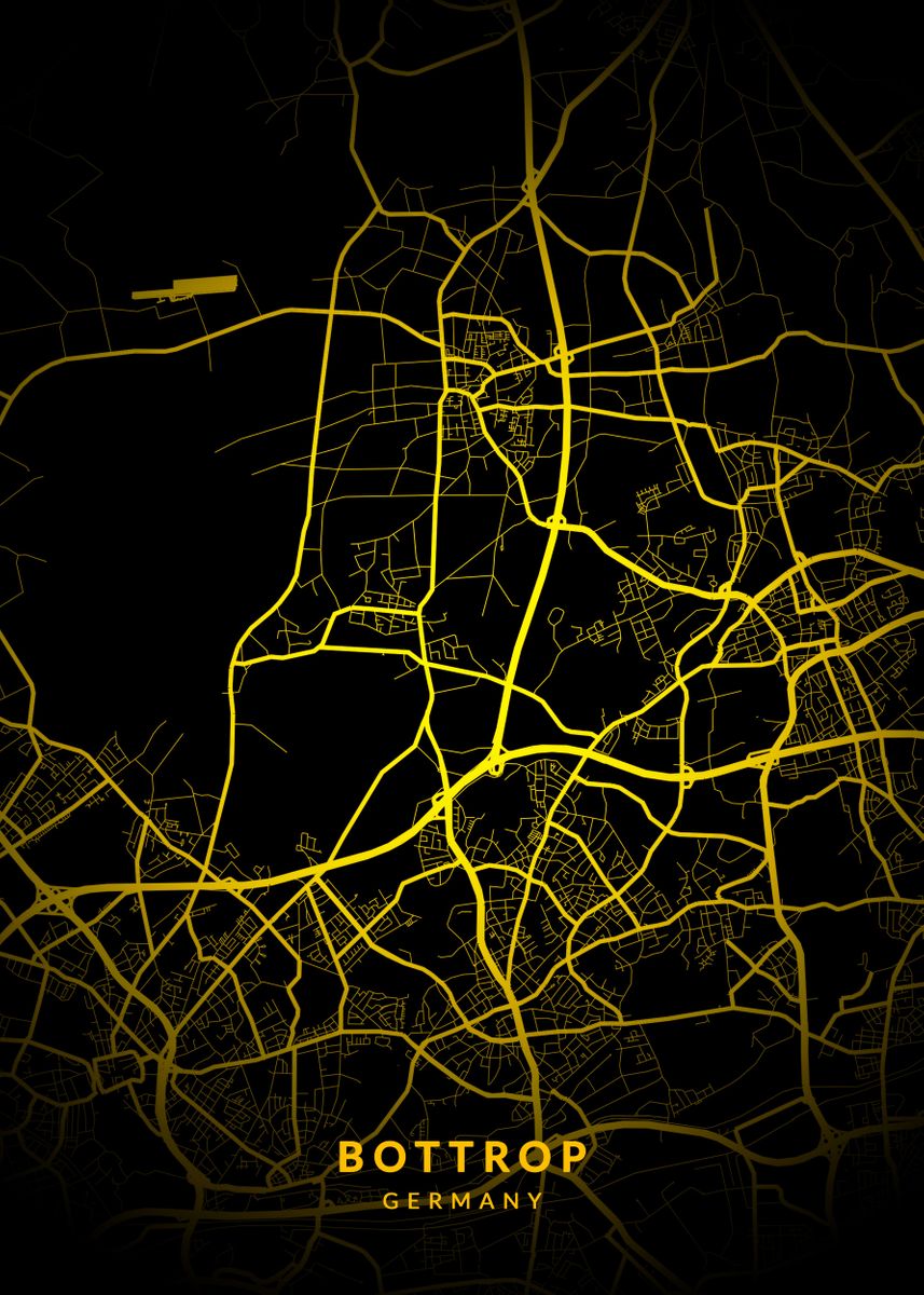 'Bottrop Germany City Map' Poster, picture, metal print, paint by Zero ...