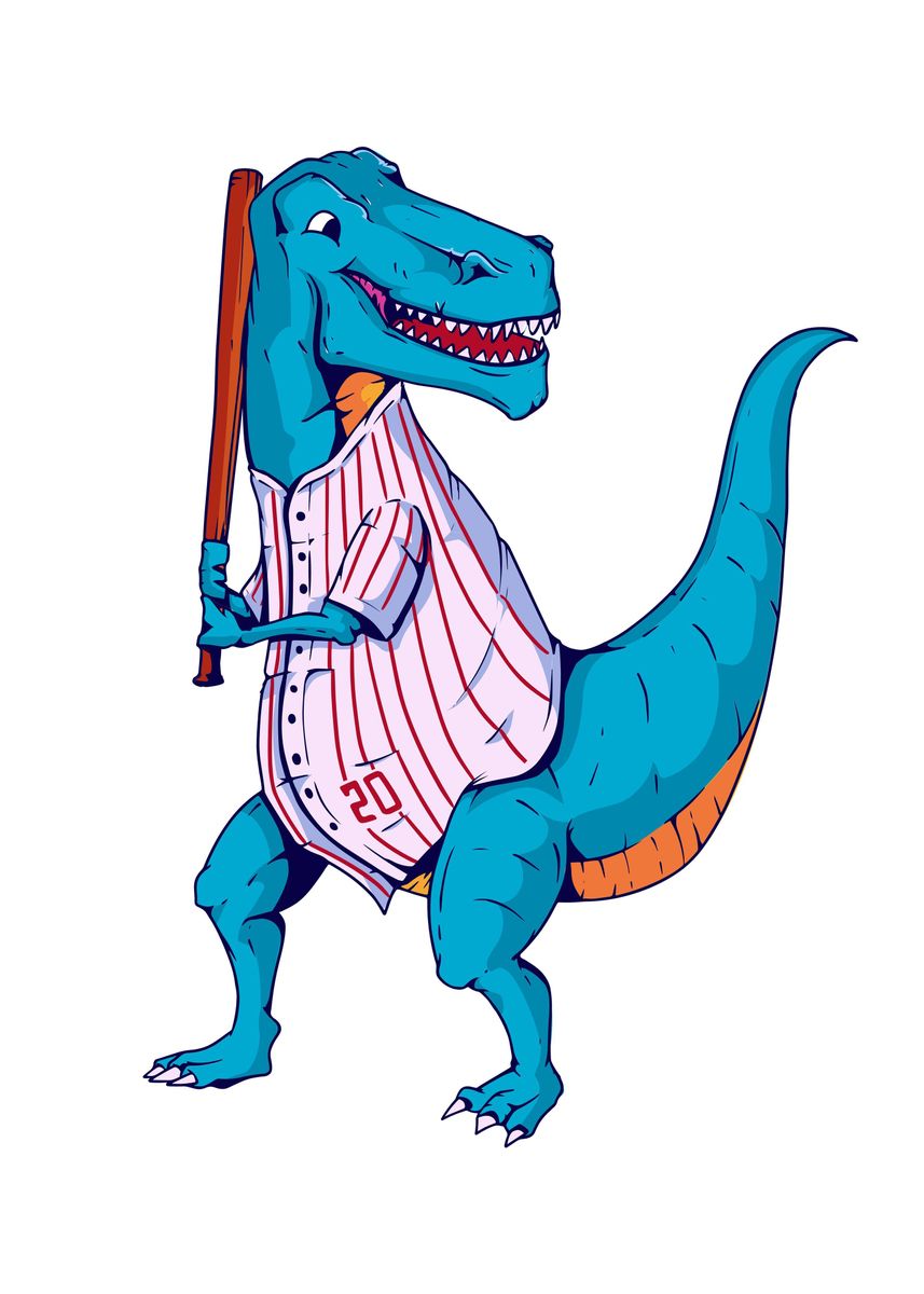 'Baseball TRex Dinosaur' Poster, picture, metal print, paint by to42 ...