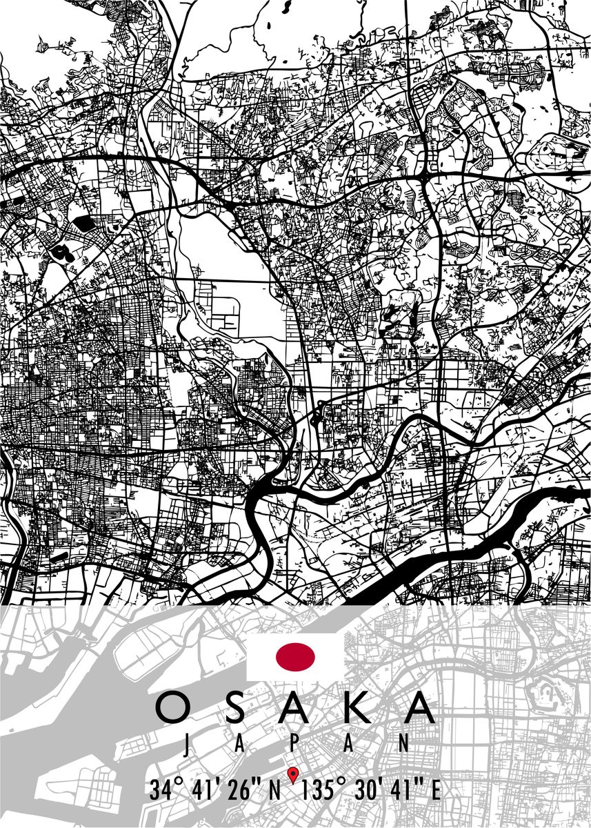'OSAKA MAP JAPAN' Poster by Artistic Paradigms | Displate