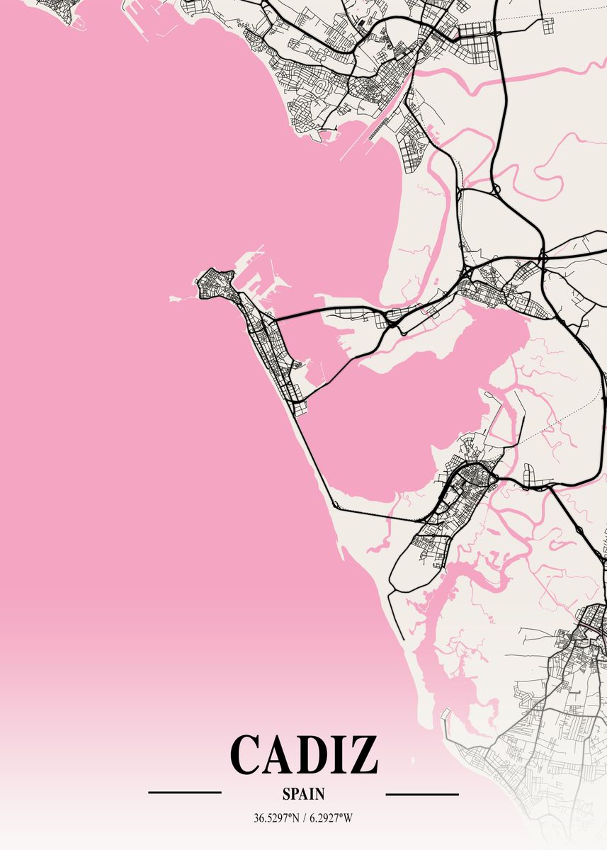 'Cadiz Neapolitan Map' Poster, picture, metal print, paint by Tien ...