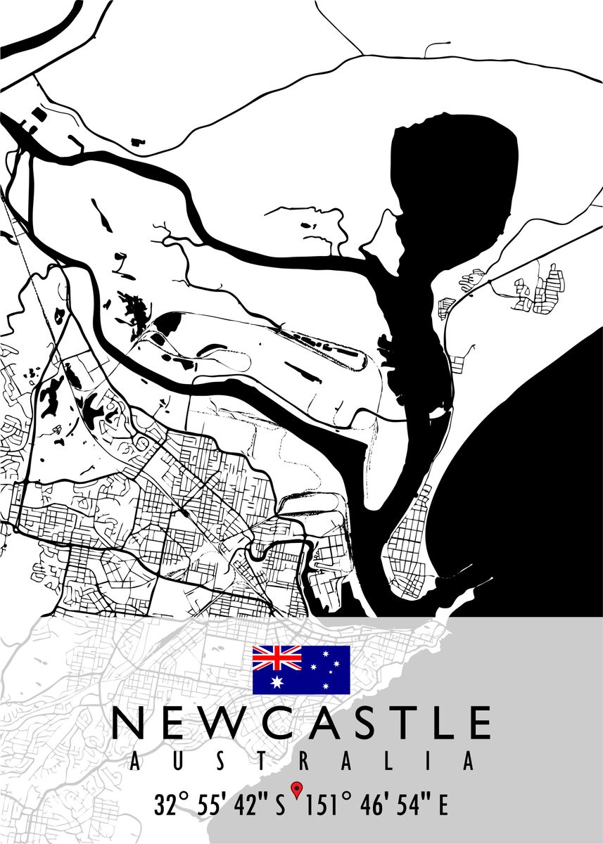 'NEWCASTLE MAP AUSTRALIA' Poster by Artistic Paradigms | Displate