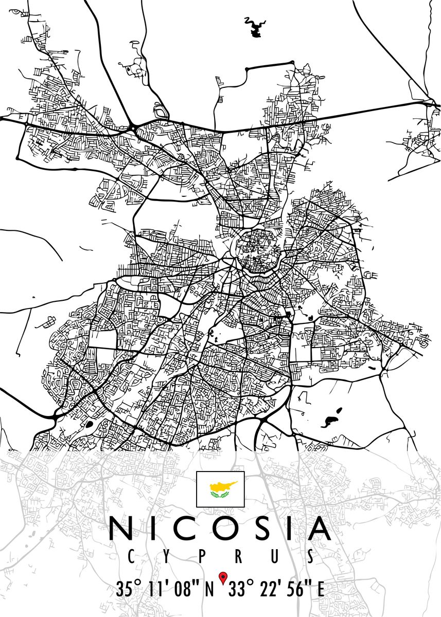 'NICOSIA MAP CYPRUS' Poster by Artistic Paradigms | Displate