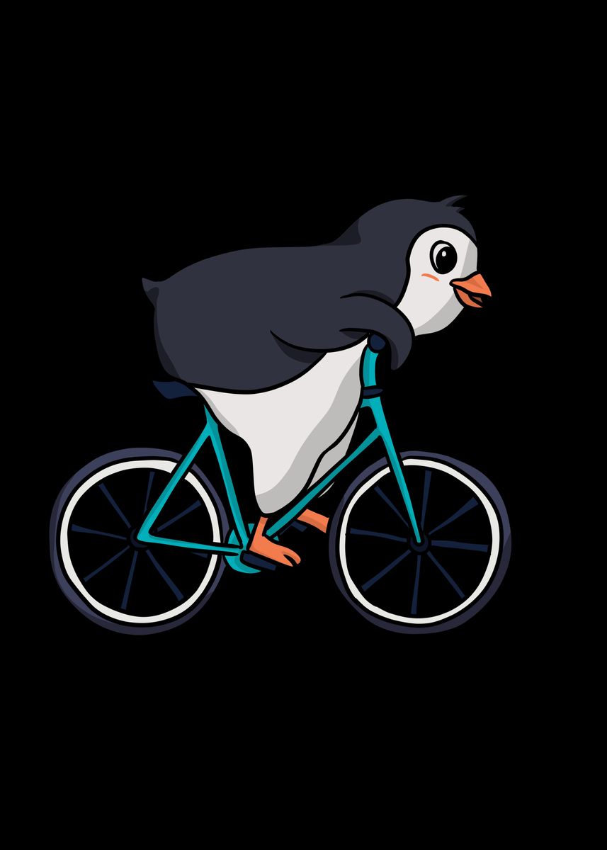'Bicycle Penguin' Poster, picture, metal print, paint by Hexor | Displate