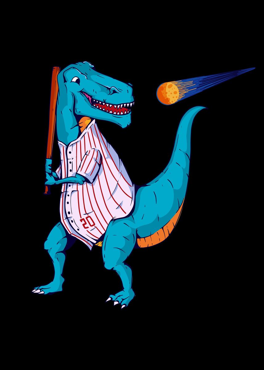 'Baseball TRex Dinosaur' Poster, picture, metal print, paint by to42 ...
