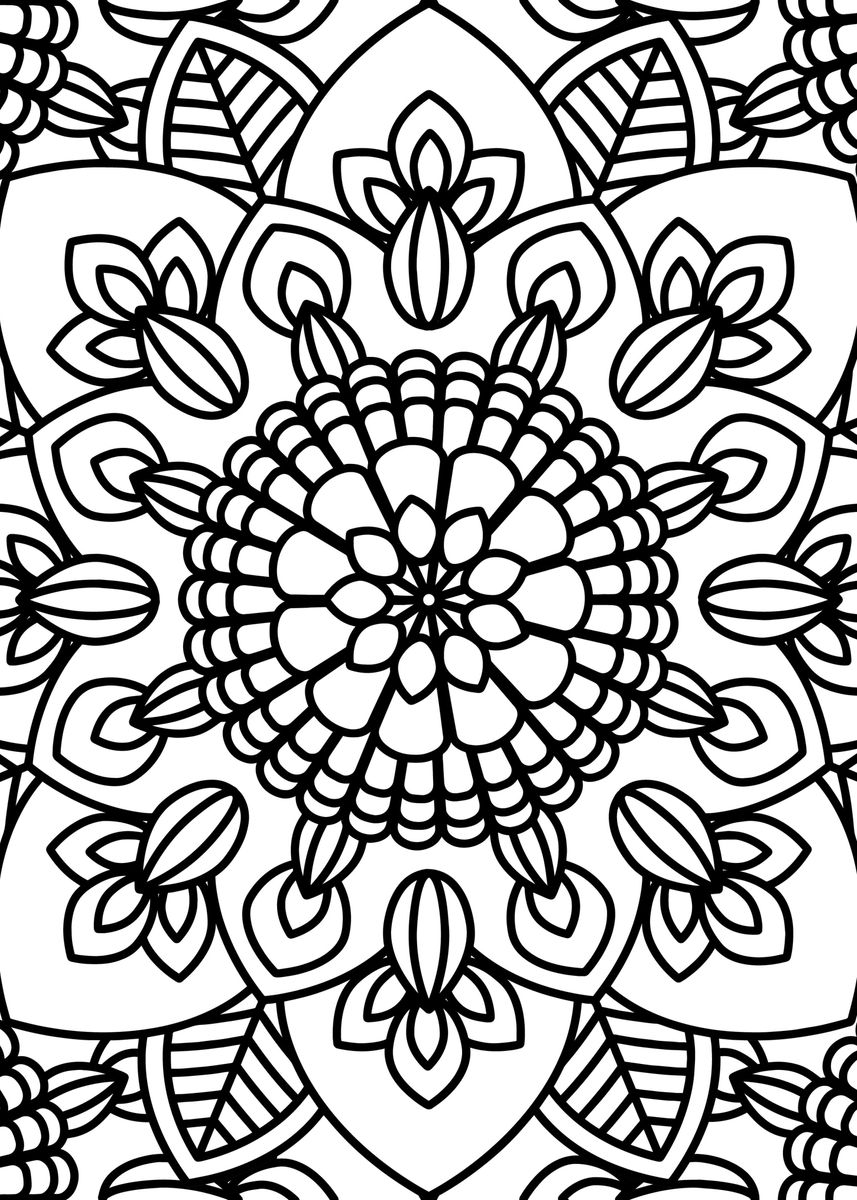 'BW Floral Mandala Patt 04' Poster, picture, metal print, paint by ...