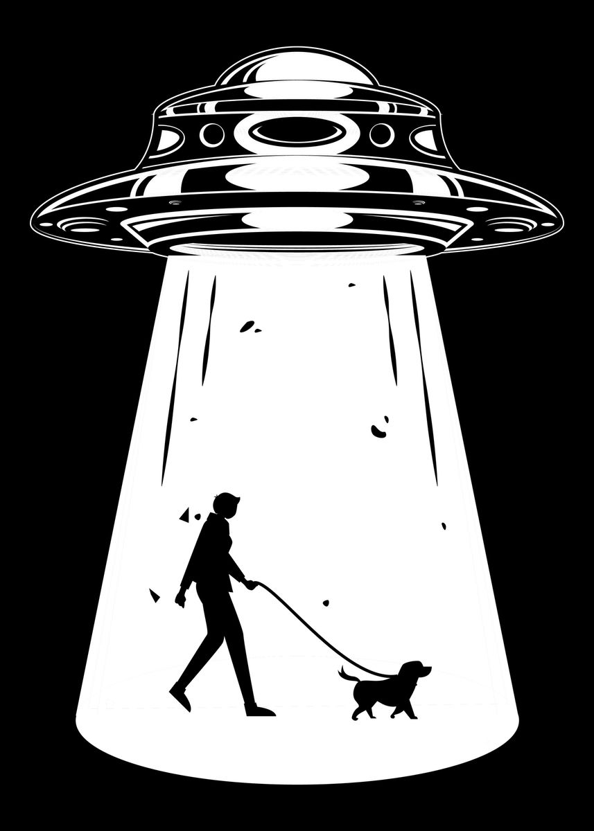 'Dog Walking Alien Alien UF' Poster by Patrik | Displate