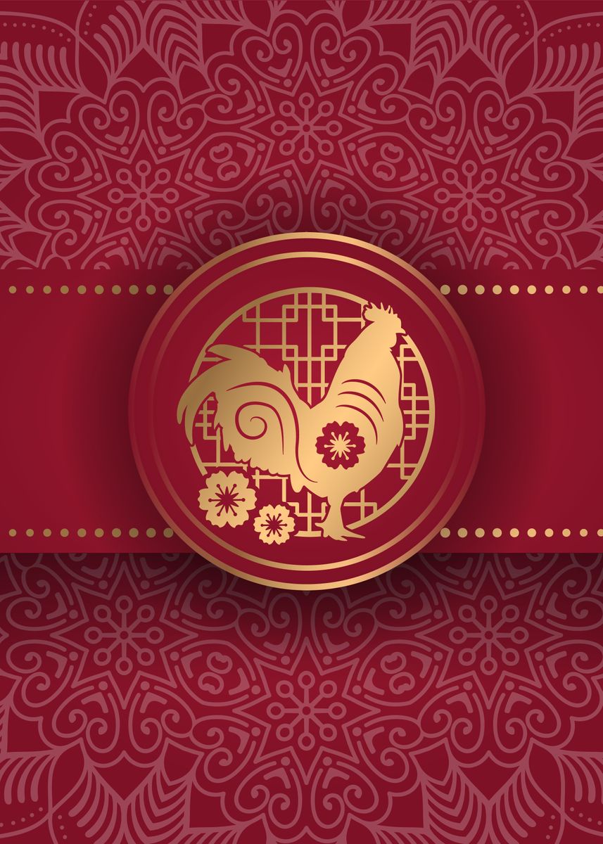 'Chinese Zodiac The Rooster' Poster, picture, metal print, paint by ...