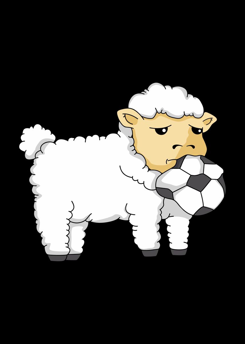 'Sheep Soccer Ball Lamb' Poster, picture, metal print, paint by ...