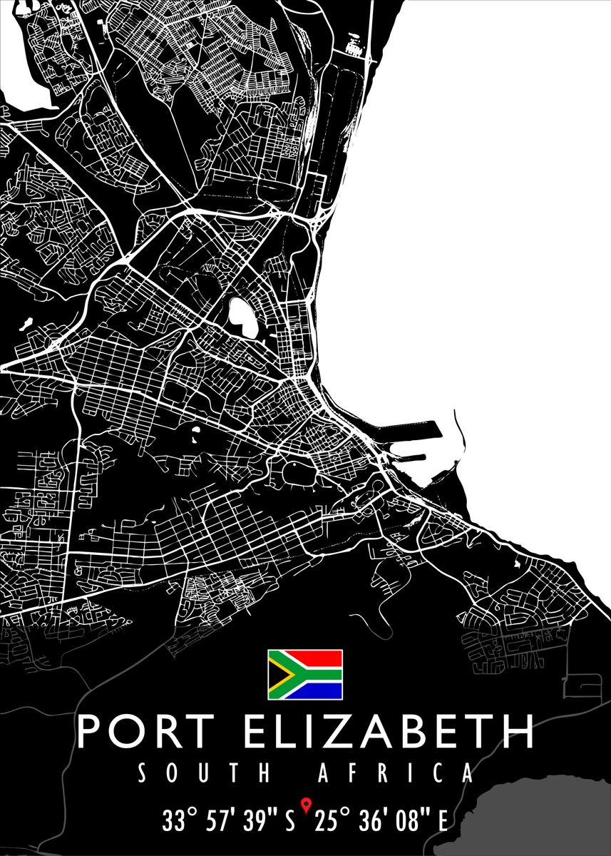 'PORT ELIZABETH MAP' Poster by Artistic Paradigms | Displate