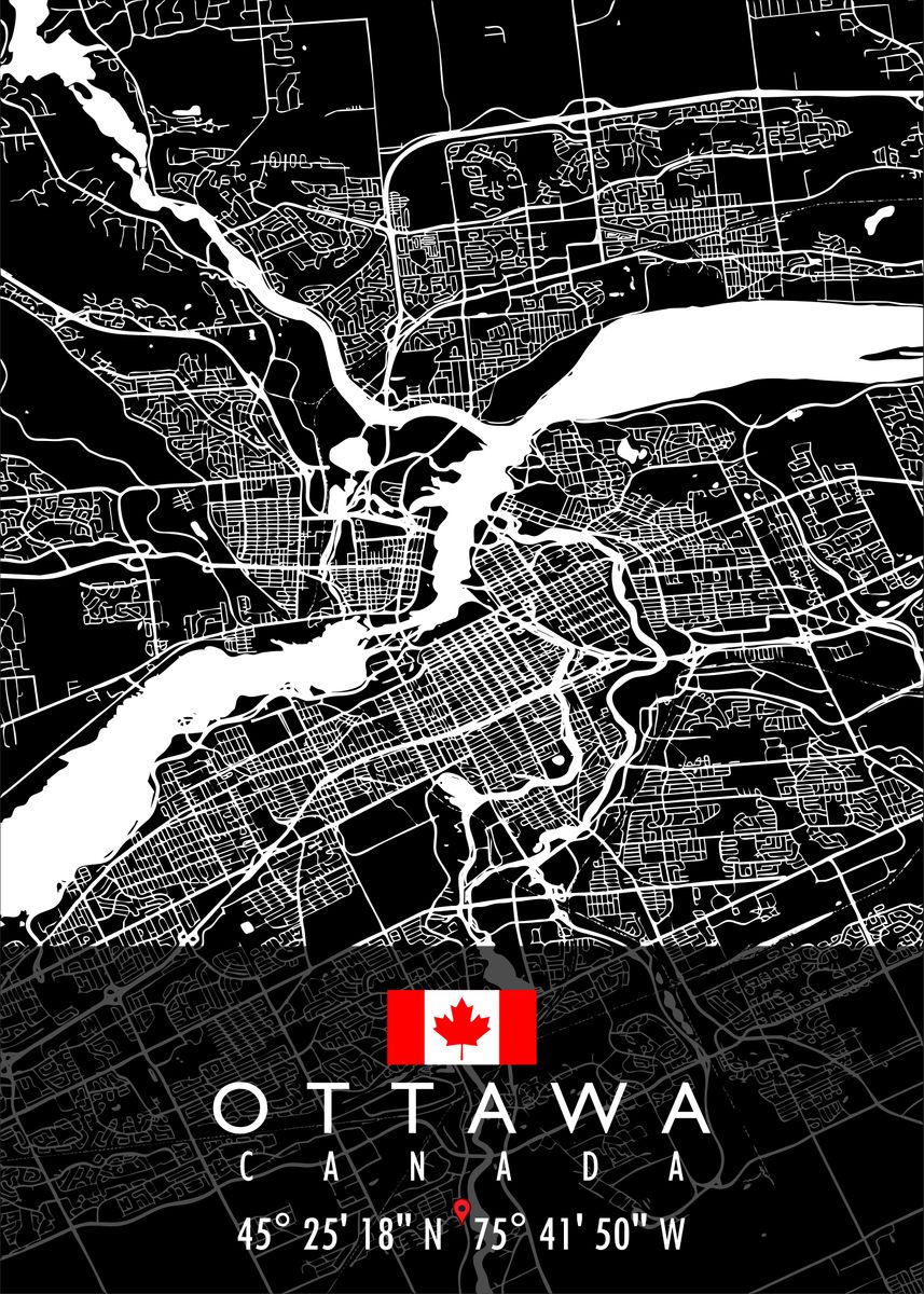 'OTTAWA MAP CANADA' Poster, picture, metal print, paint by Artistic ...