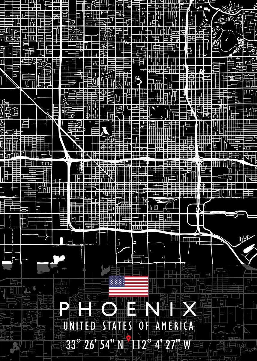 'PHOENIX MAP USA' Poster, picture, metal print, paint by Artistic ...