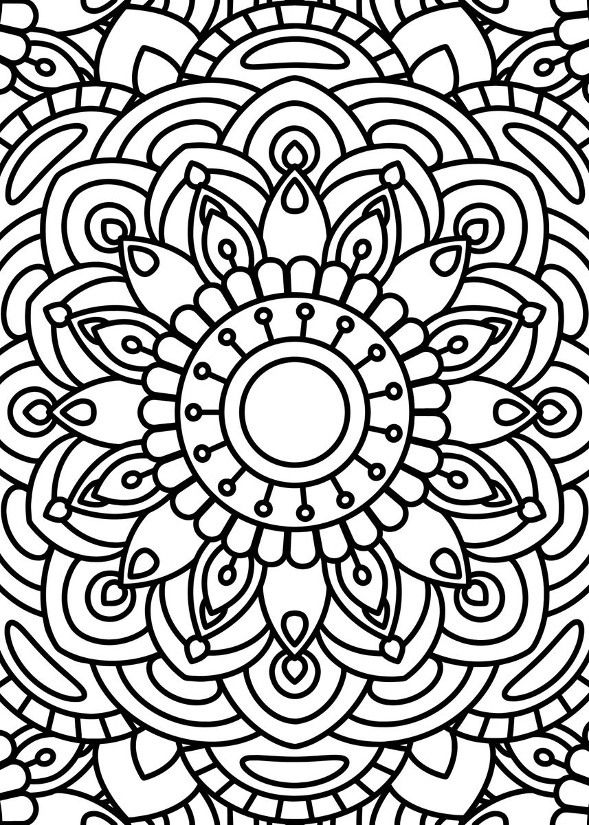 'BW Floral Mandala Patt 01' Poster by Aloke Design | Displate