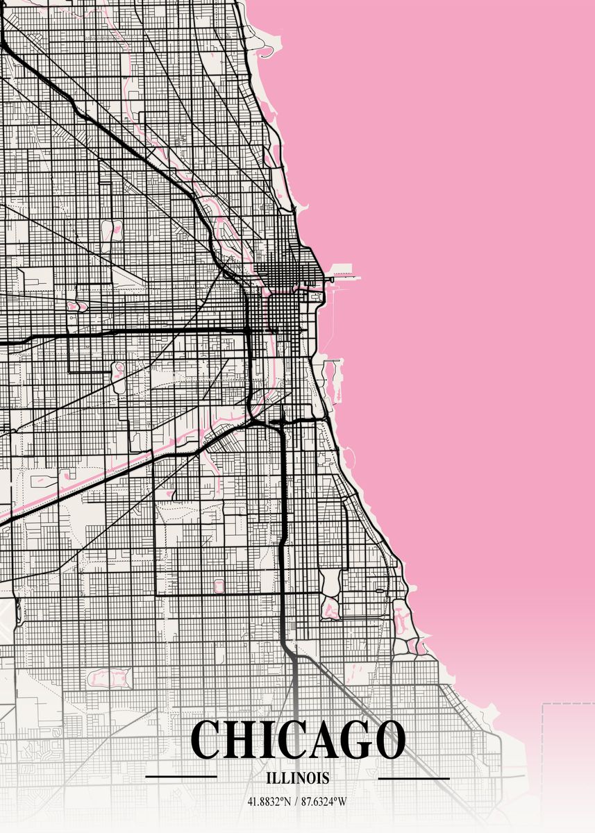 'Chicago Neapolitan Map' Poster by Tien Stencil | Displate