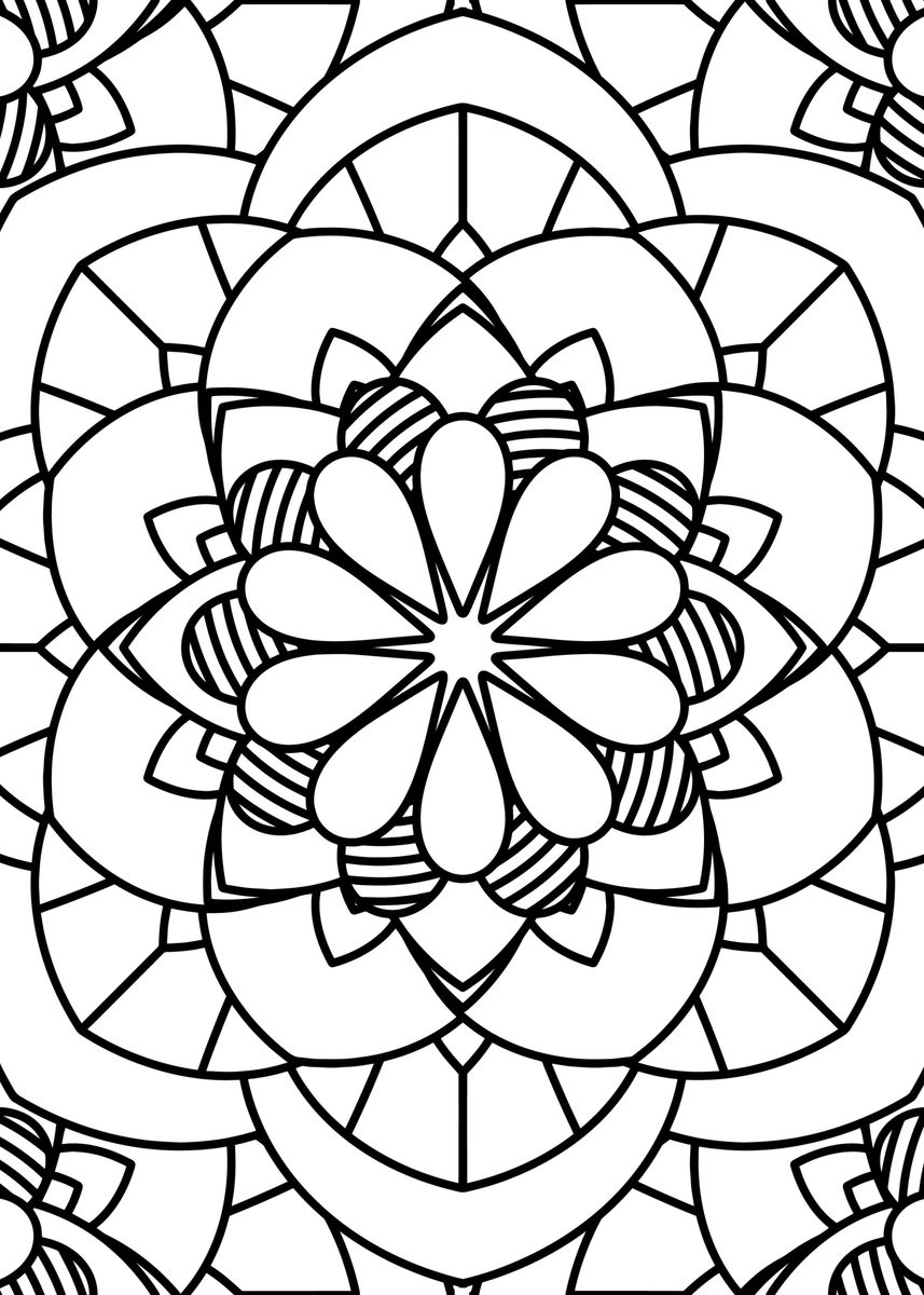 'BW Floral Mandala Patt 10' Poster by Aloke Design | Displate