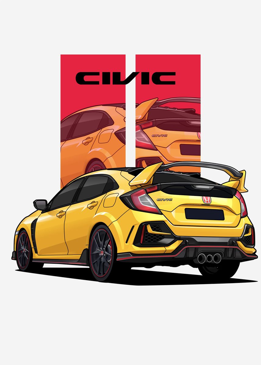 'Honda Civic Type R' Poster, picture, metal print, paint by ...