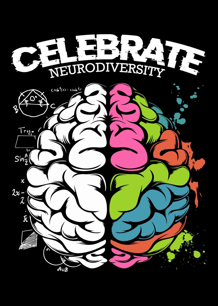 'ADHD Brain Autism Support' Poster, picture, metal print, paint by ...