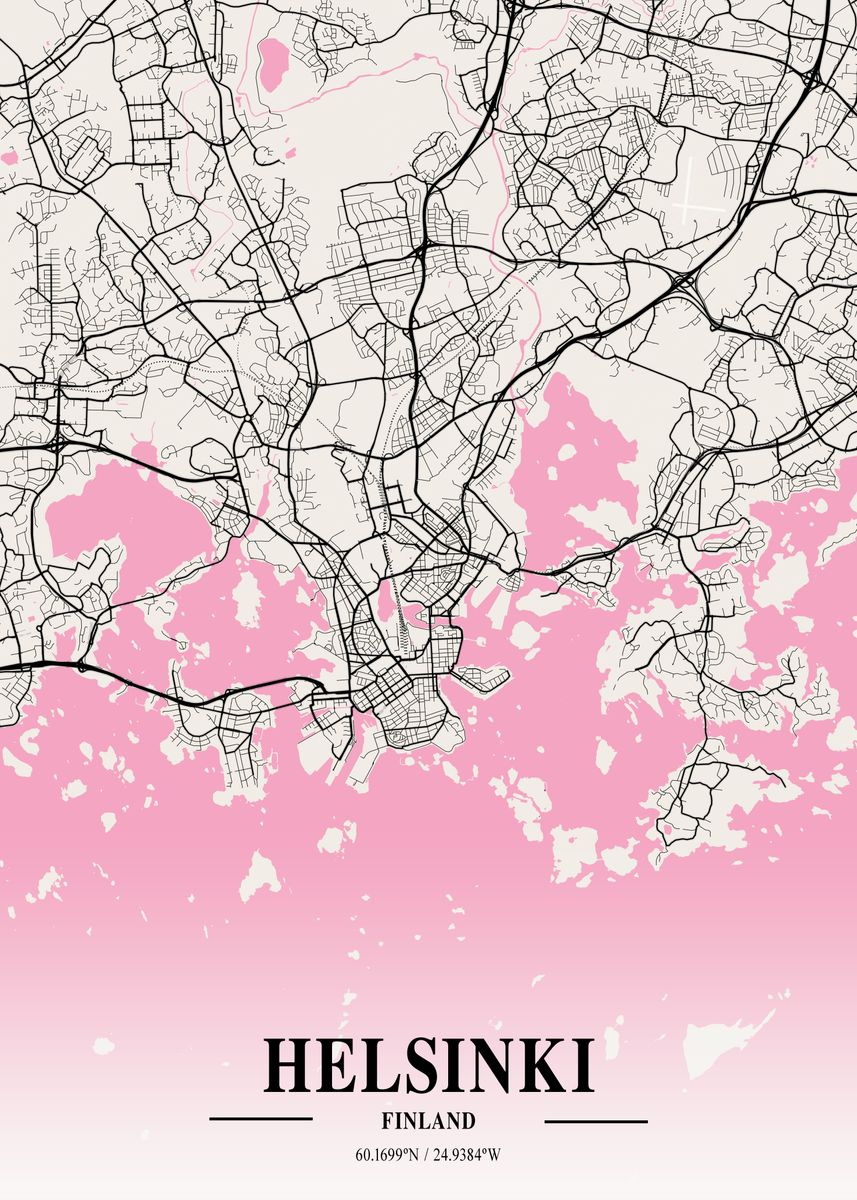 'Helsinki Neapolitan Map' Poster by Tien Stencil | Displate