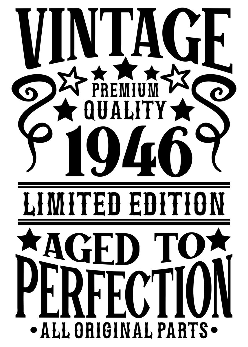 'Vintage Birthday 1946' Poster, picture, metal print, paint by Max Ronn ...