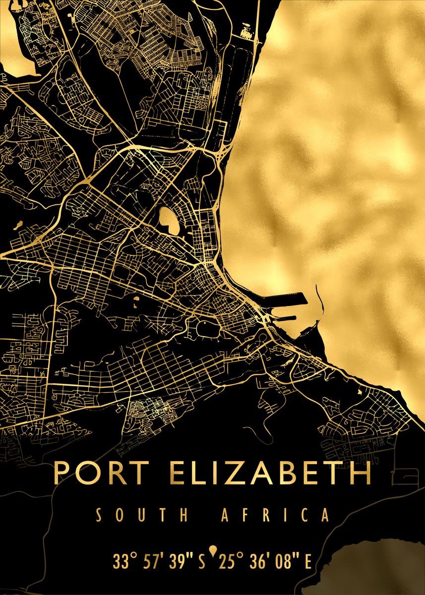 'PORT ELIZABETH MAP' Poster by Artistic Paradigms | Displate