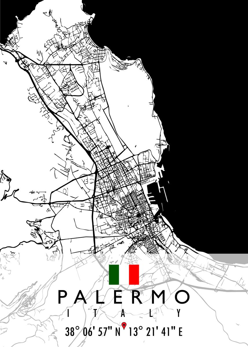 'PALERMO MAP ITALY' Poster, picture, metal print, paint by Artistic ...
