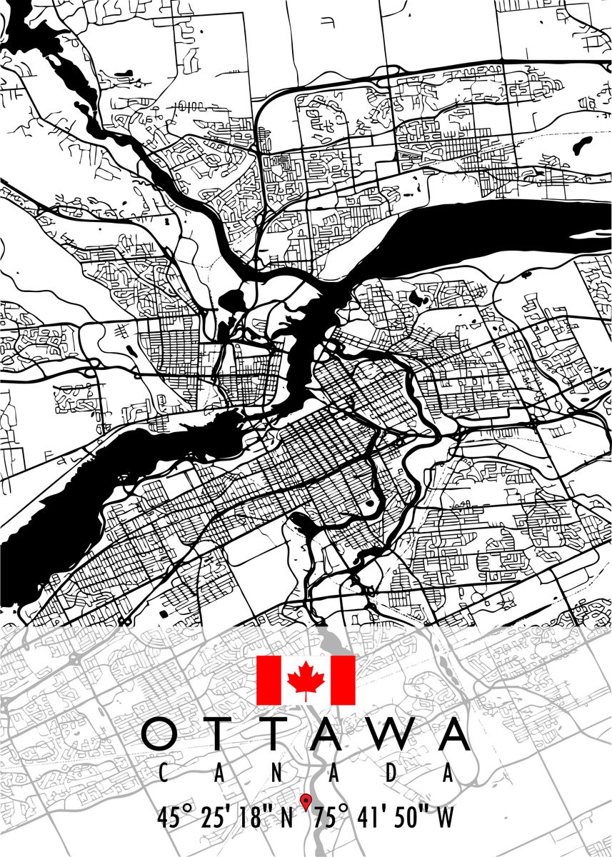 'OTTAWA MAP CANADA' Poster, picture, metal print, paint by Artistic ...