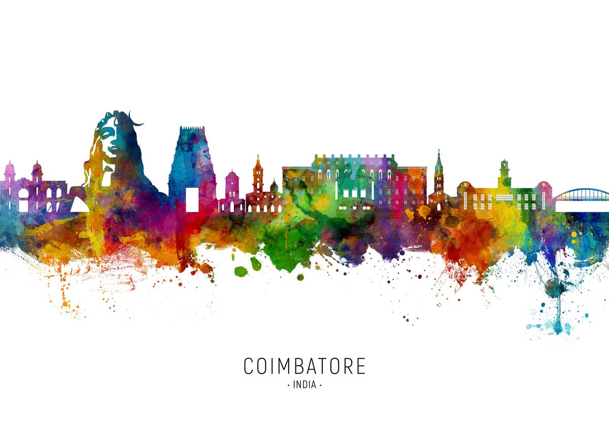 'Coimbatore Skyline India' Poster by Michael Tompsett | Displate