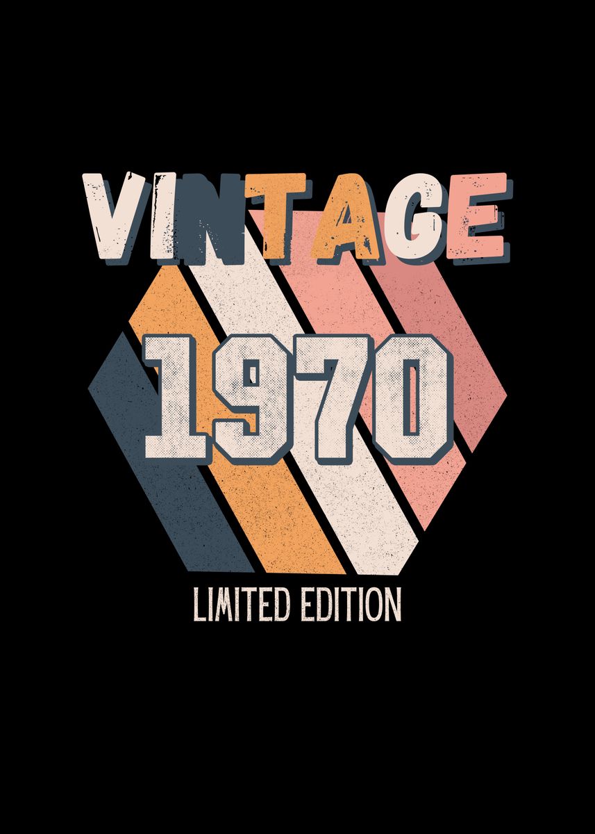 'Vintage Since 1970 Bday' Poster, picture, metal print, paint by Foxxy ...