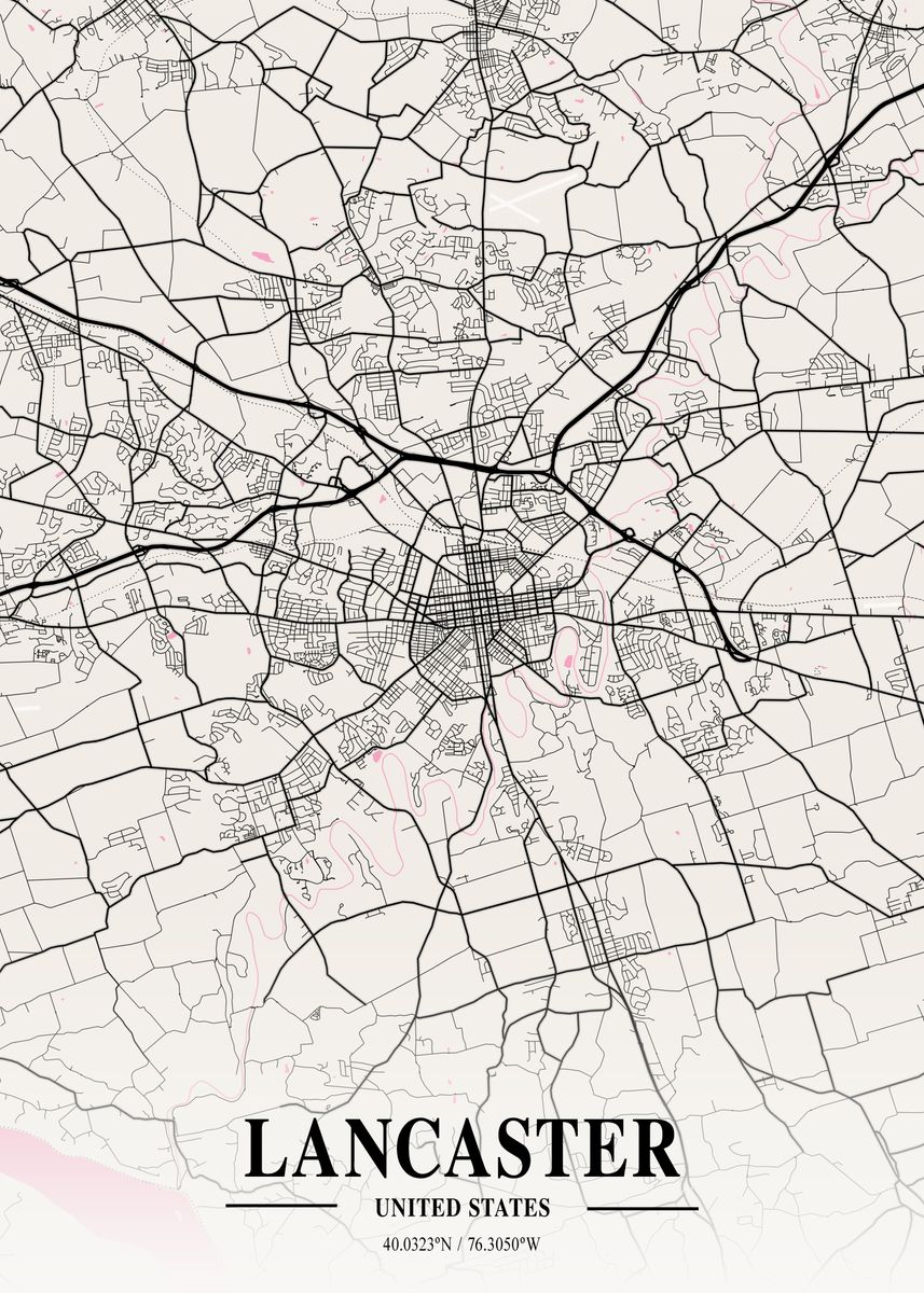 'Lancaster Neapolitan Map' Poster, picture, metal print, paint by Tien ...