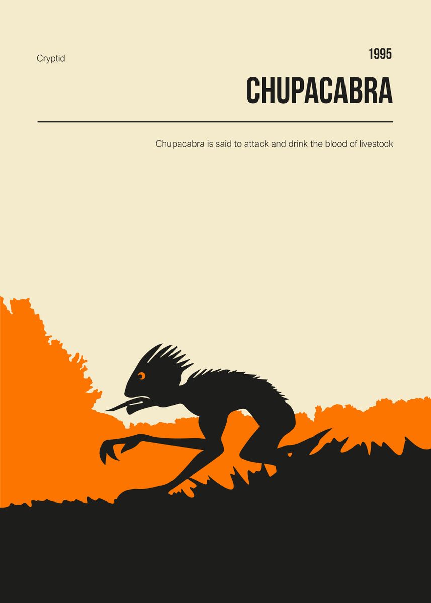 'Chupacabra Cryptid Poster' Poster, picture, metal print, paint by Jorn | Displate