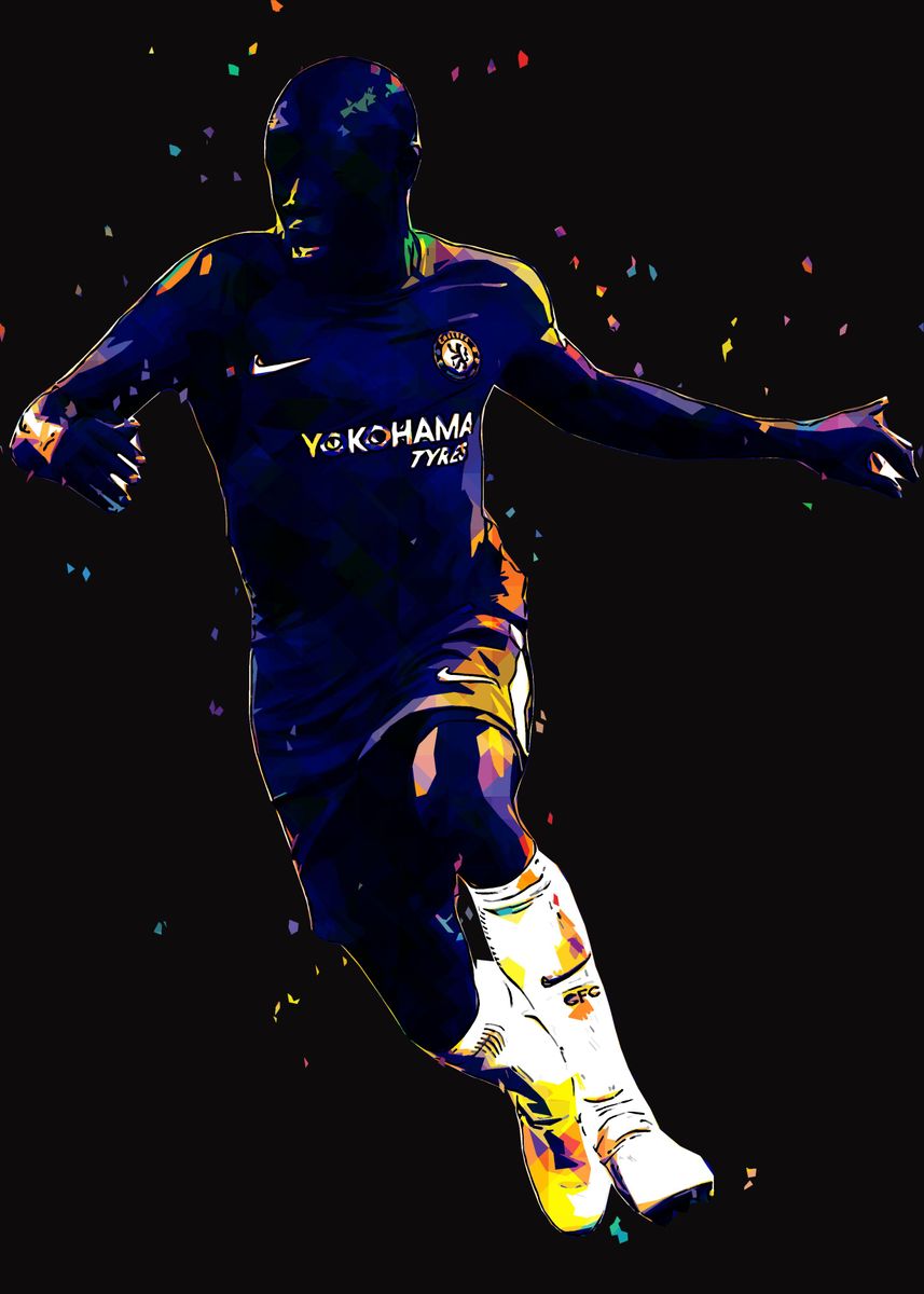 'N Golo Kante' Poster, picture, metal print, paint by RobertHall Studio ...