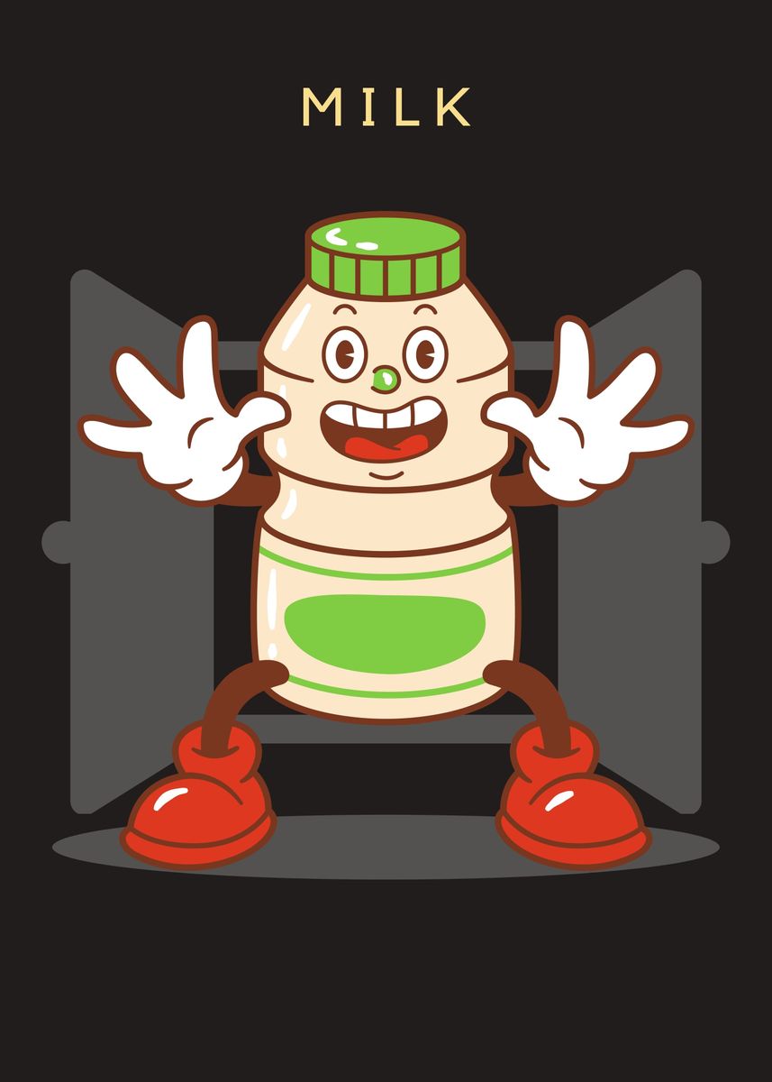 'Milk Show Cartoon' Poster, picture, metal print, paint by Zero Nine ...